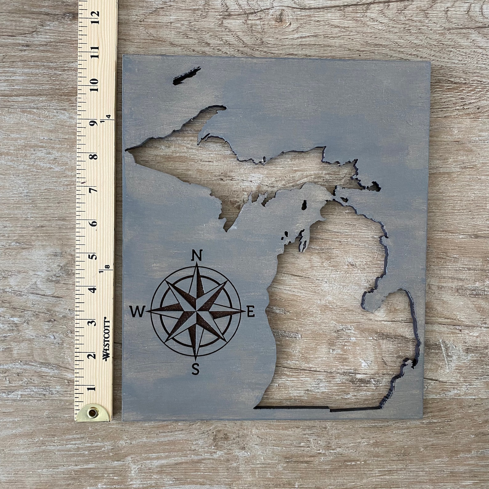 MICHIGAN State Outline Engraved Compass Upper Peninsula - Etsy