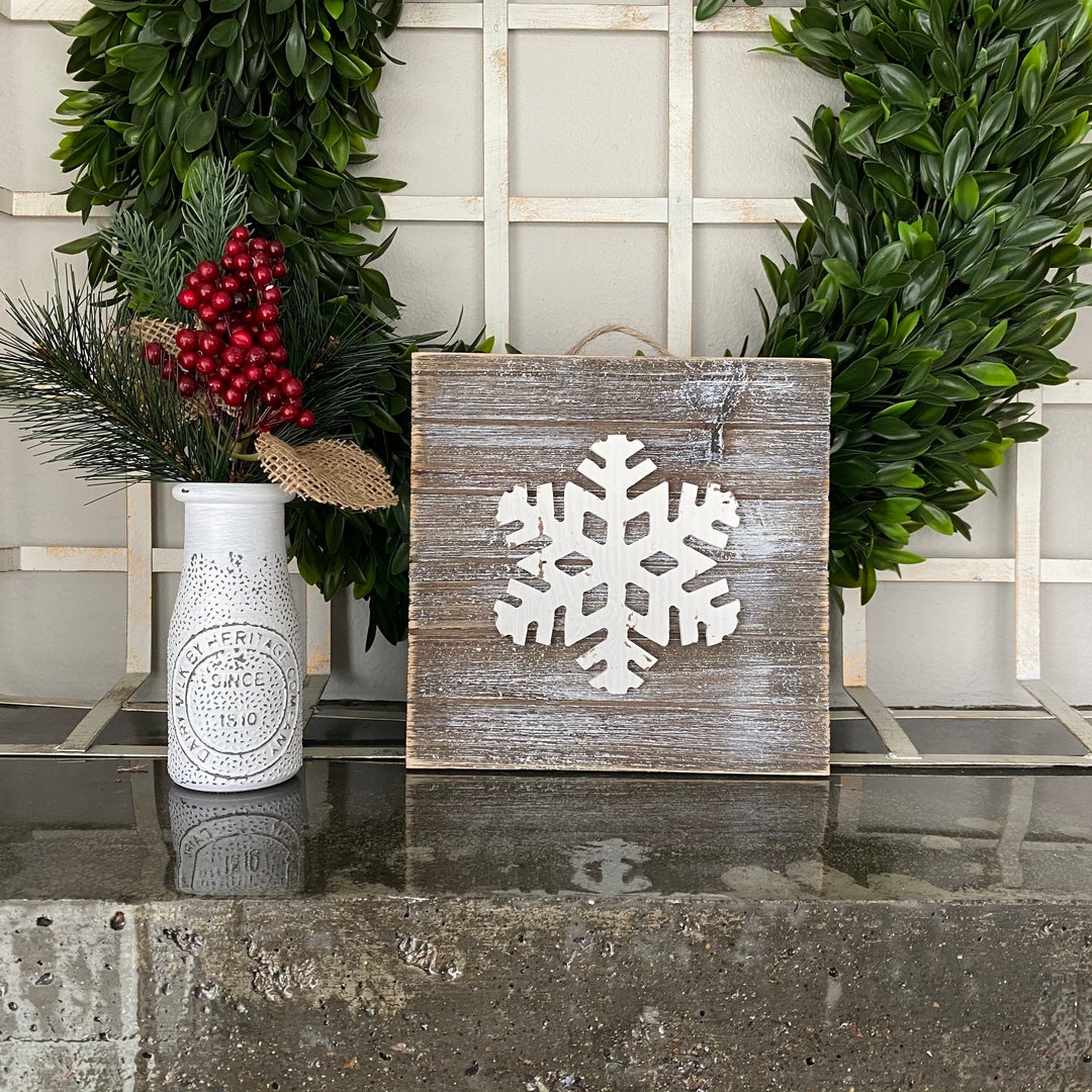 Rustic Distressed Snowflake Pallet, 8x8 Square, Snowflake Sign ...