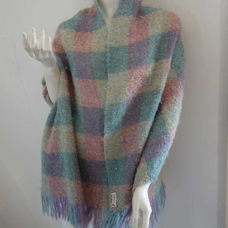 Andrew STEWART Pure MOHAIR Boucle Wool Scarf Wrap Stole Made in Scotland Shades of Pastels 25x72 ...
