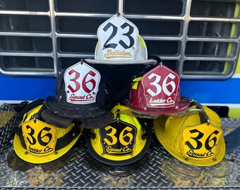 Firefighter Helmet Shield - Custom Made Fire Helmet Front - Leather and ...