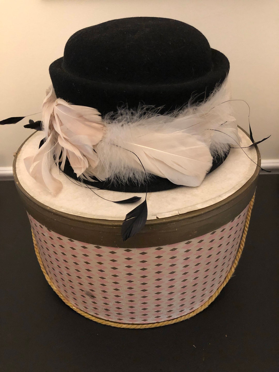 Vintage Joe Bill Miller Black Formed Hat With Feathers - Etsy
