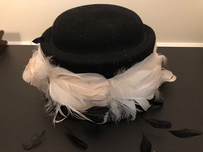 Vintage Joe Bill Miller Black Formed Hat With Feathers - Etsy