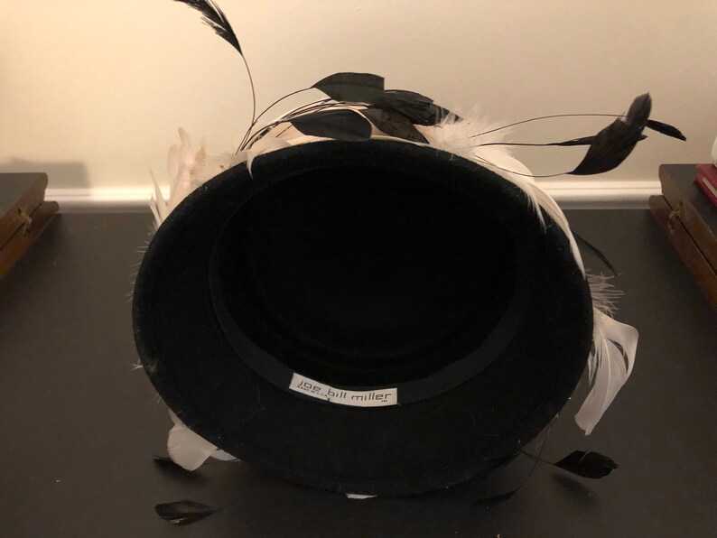 Vintage Joe Bill Miller Black Formed Hat With Feathers - Etsy