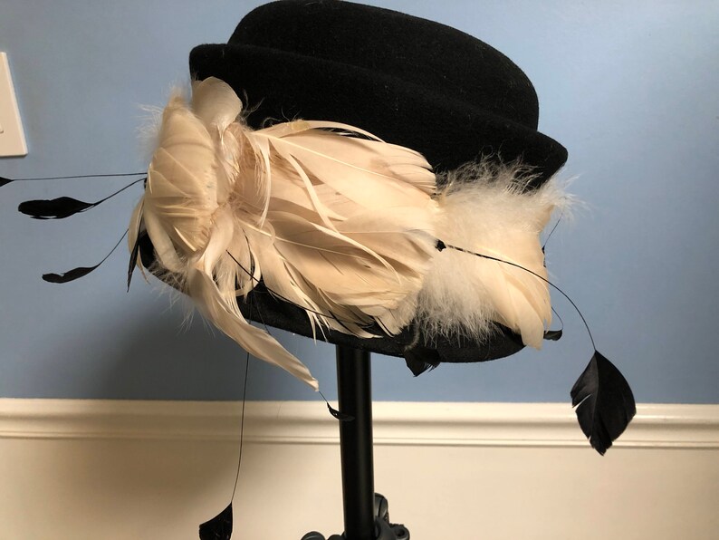 Vintage Joe Bill Miller Black Formed Hat With Feathers - Etsy