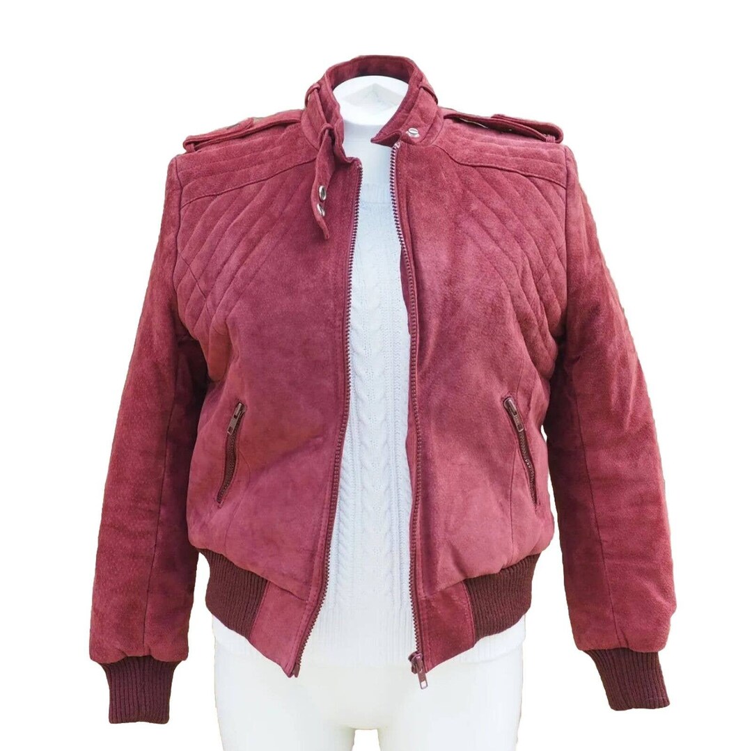 Vintage 70s Parasol Cranberry Suede Leather Aviator Bomber Jacket - Etsy