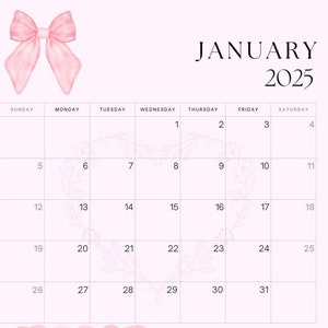 Coquette Calendar 2025 Download - Etsy UK