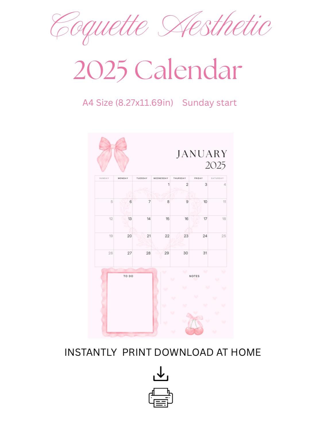 Coquette Calendar 2025 Download - Etsy UK