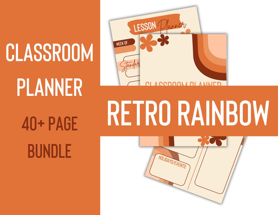 Retro Rainbow Classroom Planner, Classroom Planner, Retro Teacher ...