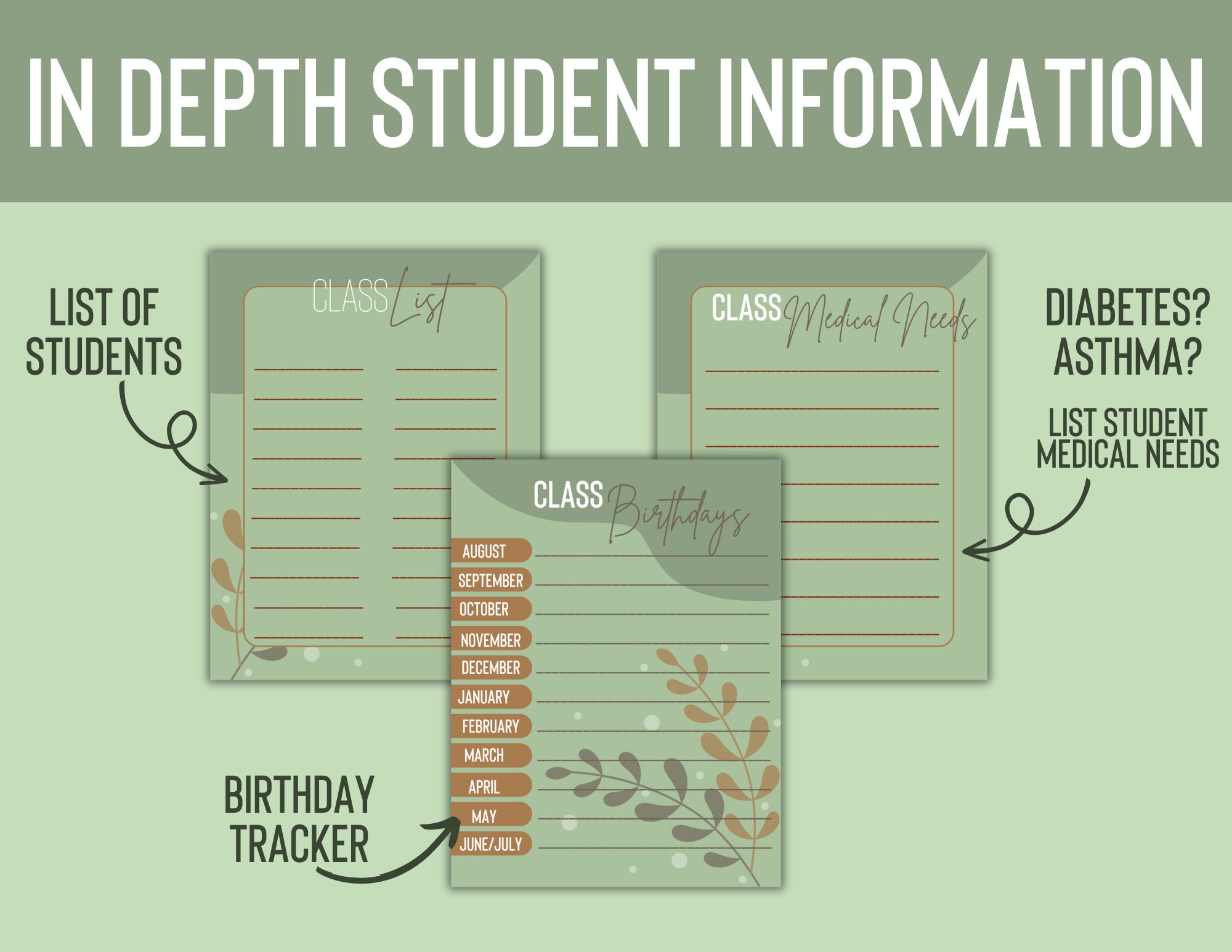 Eucalyptus Classroom Planner, Classroom Planner, Minimalist Teacher ...