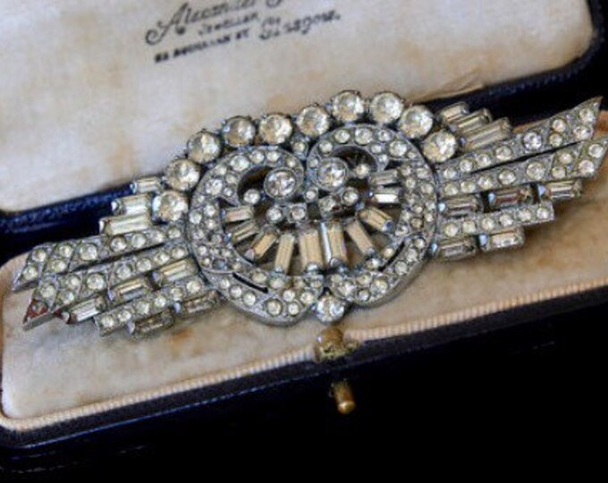 Art Deco Brooch, Large Art Deco Brooch, Art Deco Jewellery, Rhinestone ...