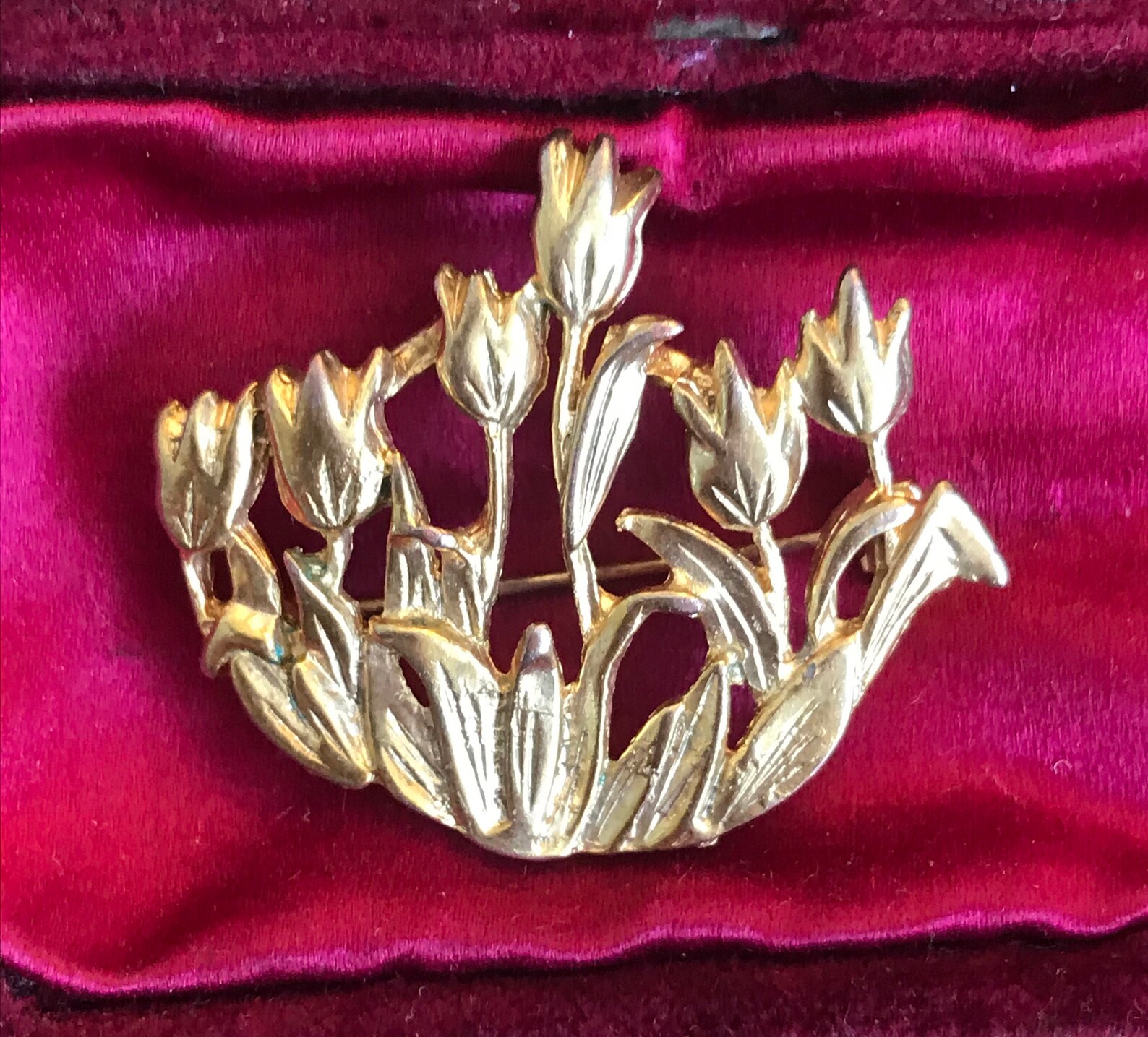 Pretty Vintage Tulip Flower Brooch Jewellery Etsy
