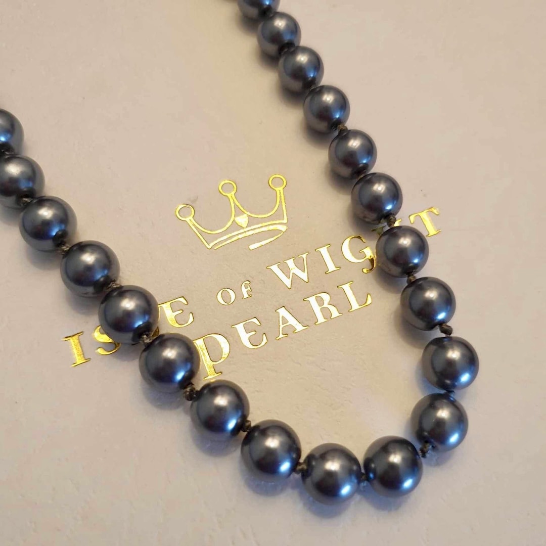 Long Grey Pearl Necklace 34 Inch Isle of Wight Pearl Necklace ...