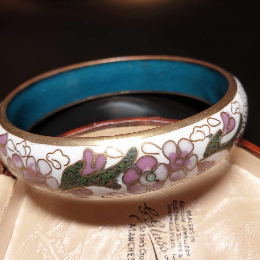 Beautiful Vintage Cloisonne Bangle Bracelet Flower Enamel Bangle Boho ...
