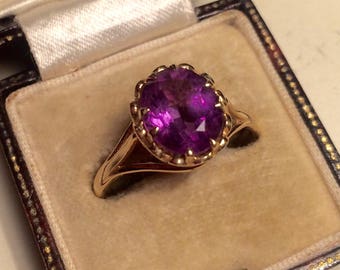 Amethyst gold ring | Etsy