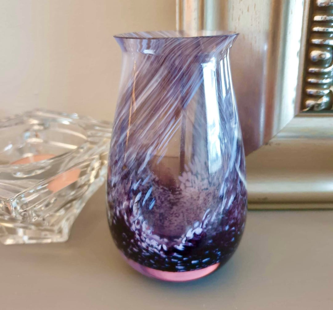 Vintage Glass Vase Small Glass Vase Caithness Vase Purple Vase - Etsy
