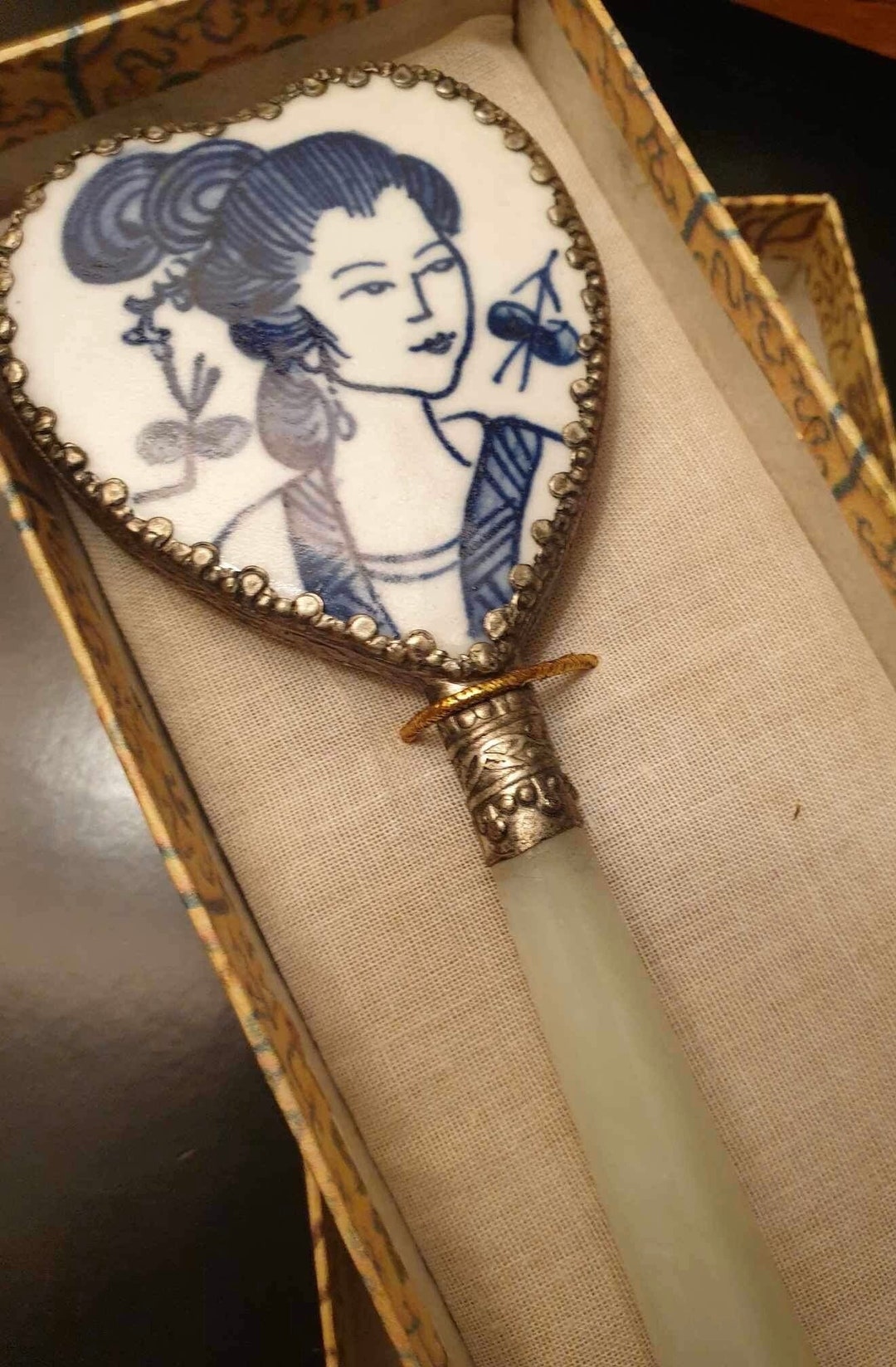 Vintage Jade Mirror, Vintage Hand Mirror, Chinese Jade, Vanity Mirror ...