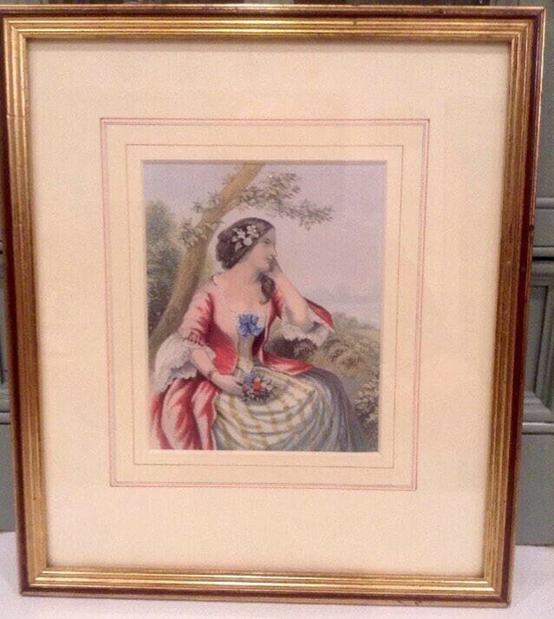 Beautiful Antique Print Antique Framed Print Painting Vintage Art ...