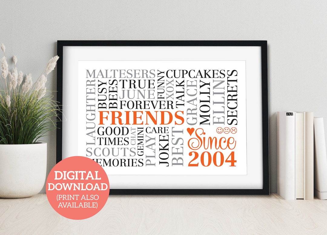 Best Friend Word Cloud - Personalised Word Art Gift - DOWNLOAD - Etsy