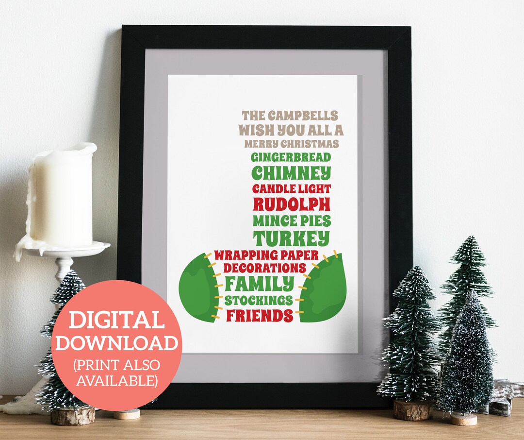 Personalised Christmas Stocking Poster - DOWNLOAD XMP06 - Etsy
