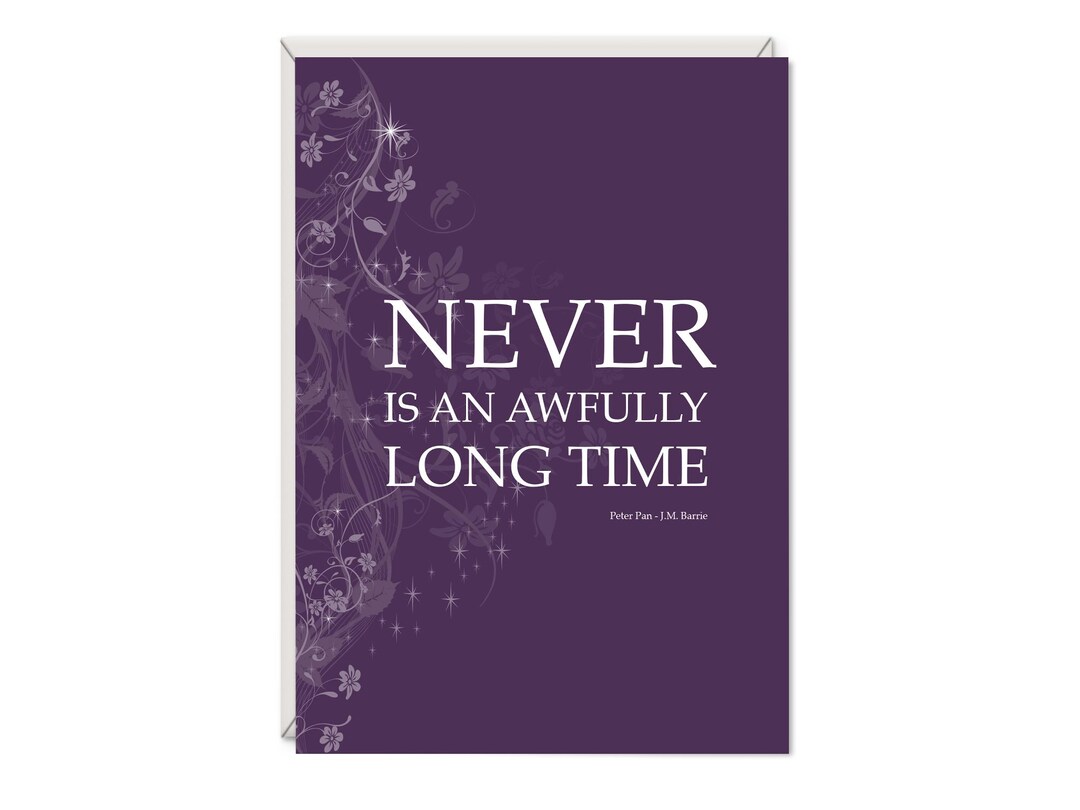Peter Pan Greetings Card – Book Quote – Literary Gift - Neverland Word ...