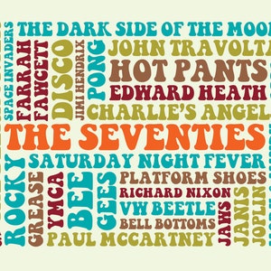 The Best of the Seventies Word Art Poster - 1970 Word Cloud Gift for ...