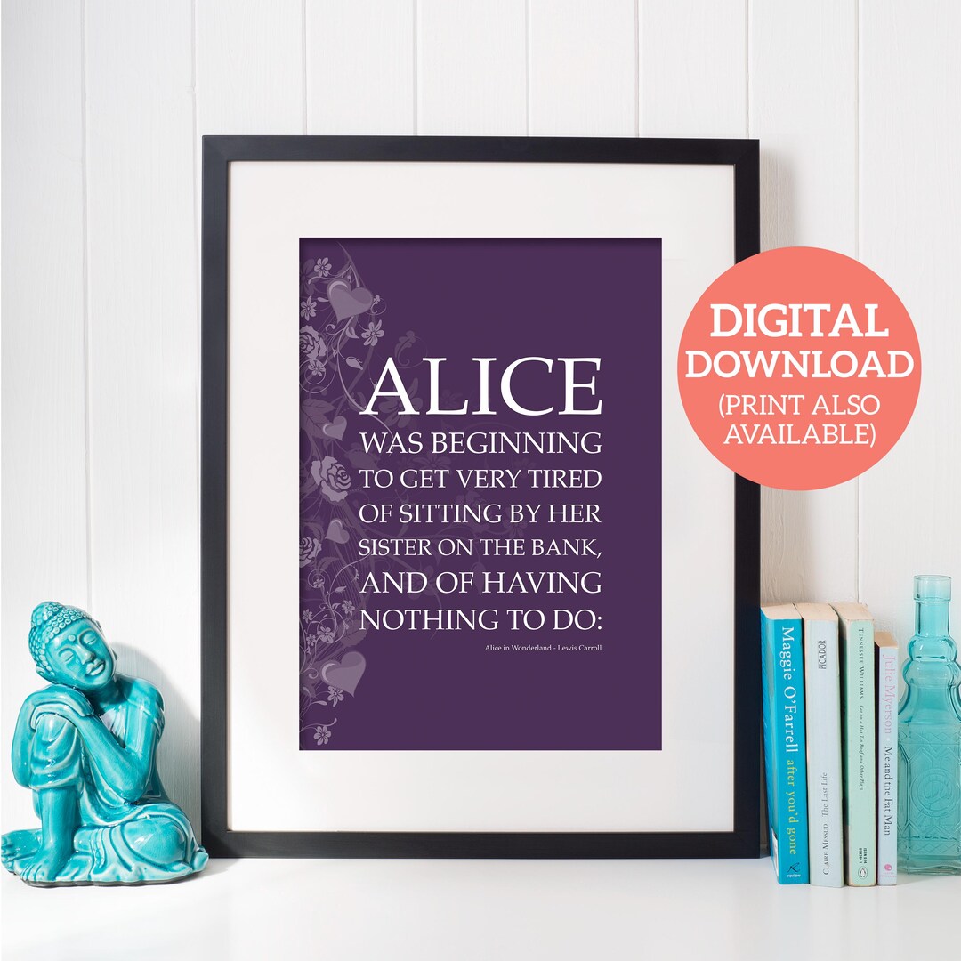 Alice in Wonderland Poster - Alice Word Art Gift - Lewis Carroll Word ...