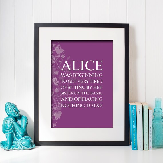 Alice in Wonderland Word Art Poster Lewis Carroll Literary - Etsy UK