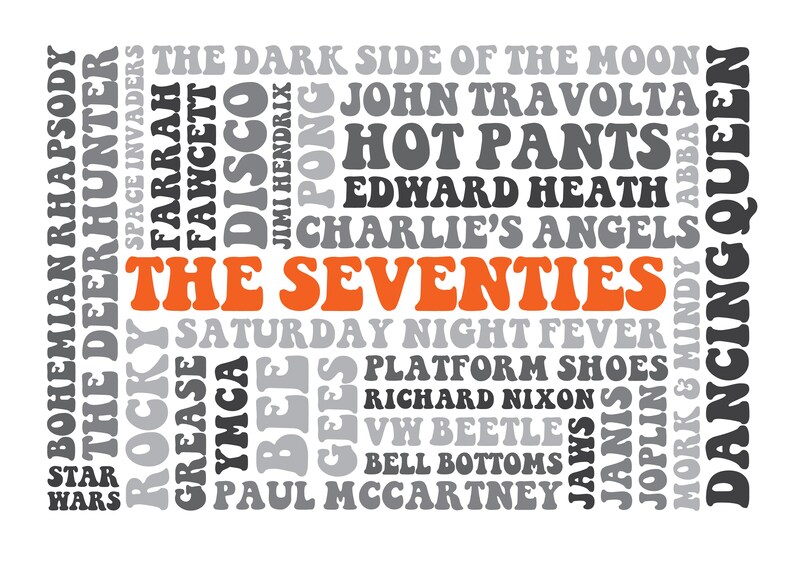 1970s Word Art Poster The Best of the 70's Word Cloud | Etsy