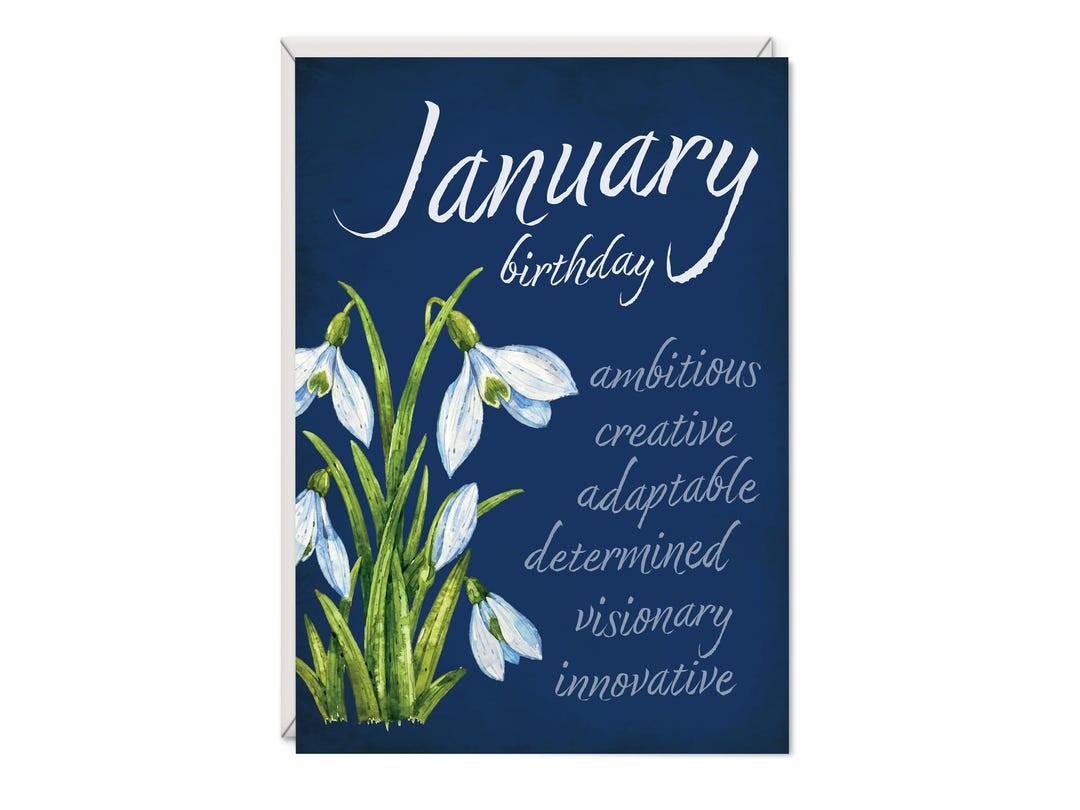 January Birthday Card - Birth Month Flower Greetings Card - Etsy