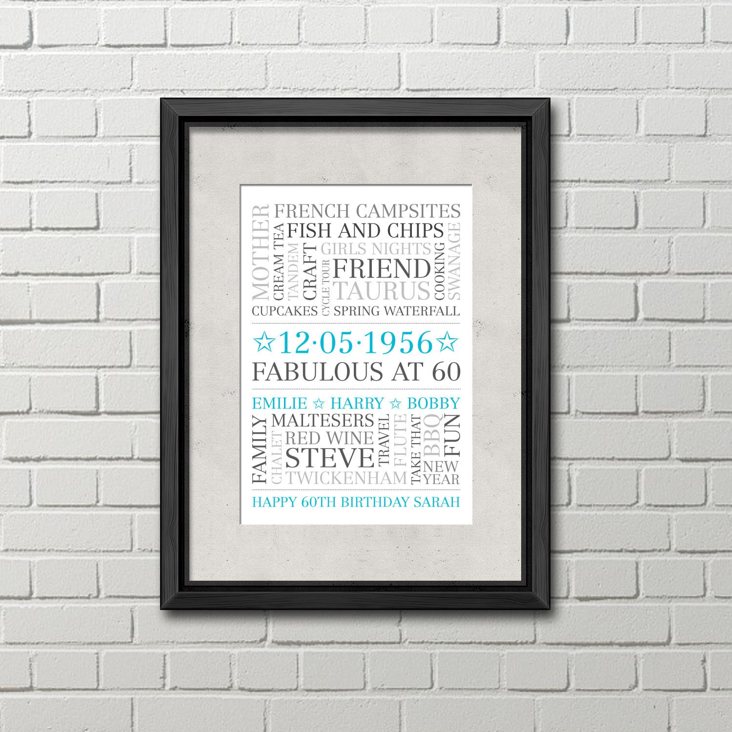 60th Birthday Word Art Personalised Word Cloud DOWNLOAD - Etsy