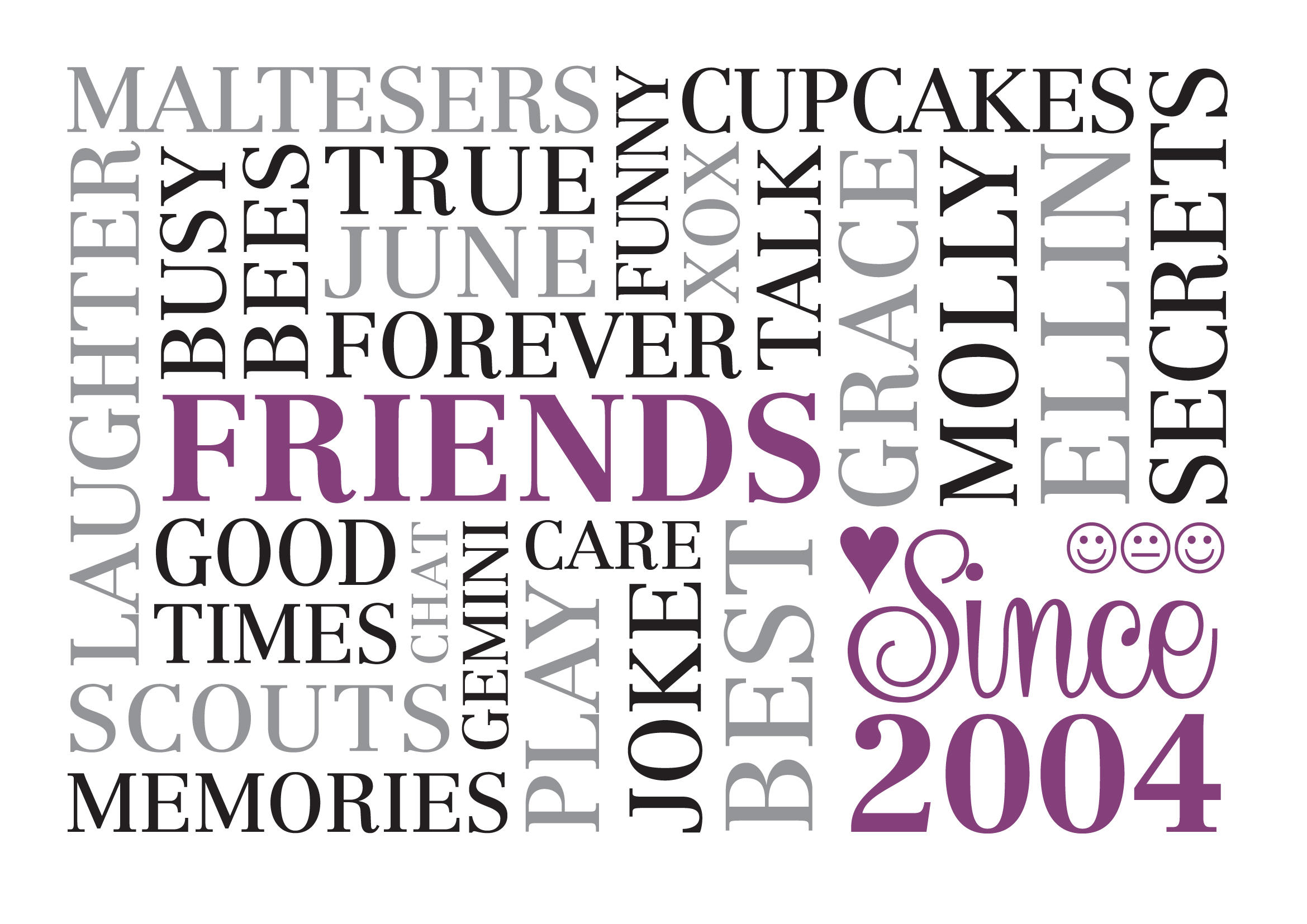 Best Friend Word Cloud Personalised Word Art Gift PRINTED | Etsy UK