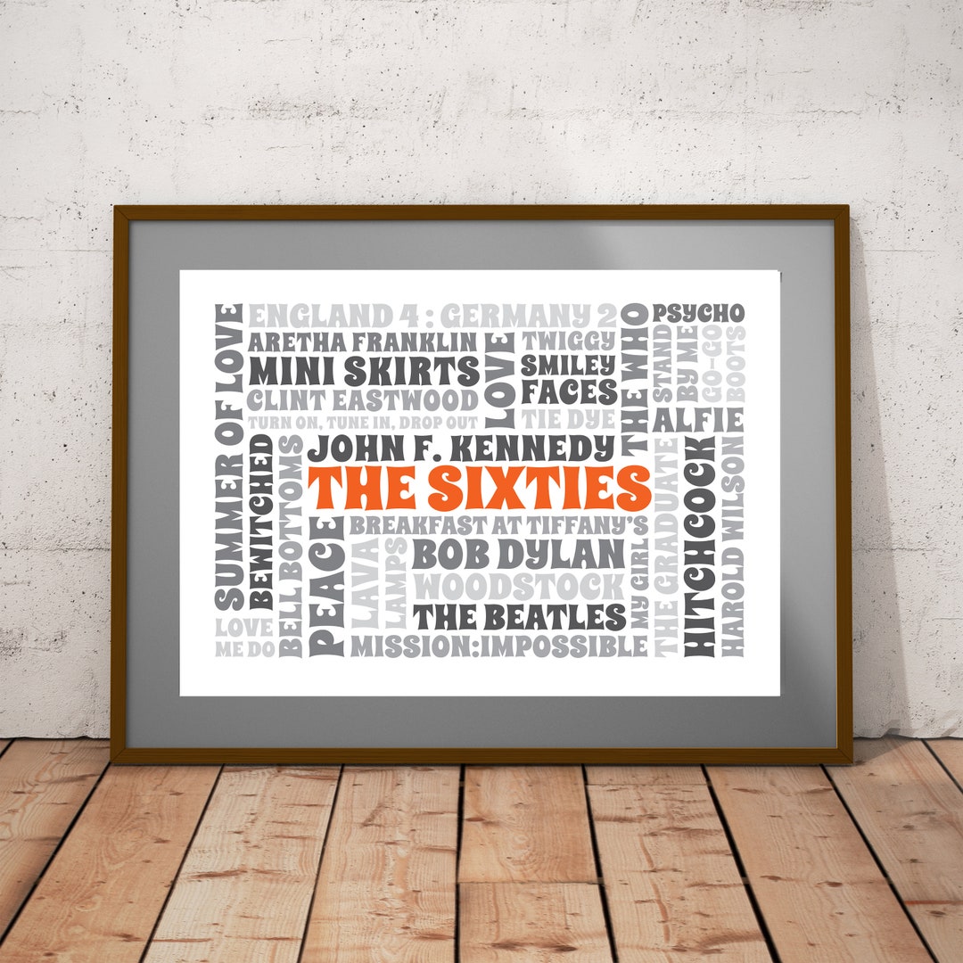 1960s Word Art Poster - the Best of the 60's Word Cloud Gift for Him or ...