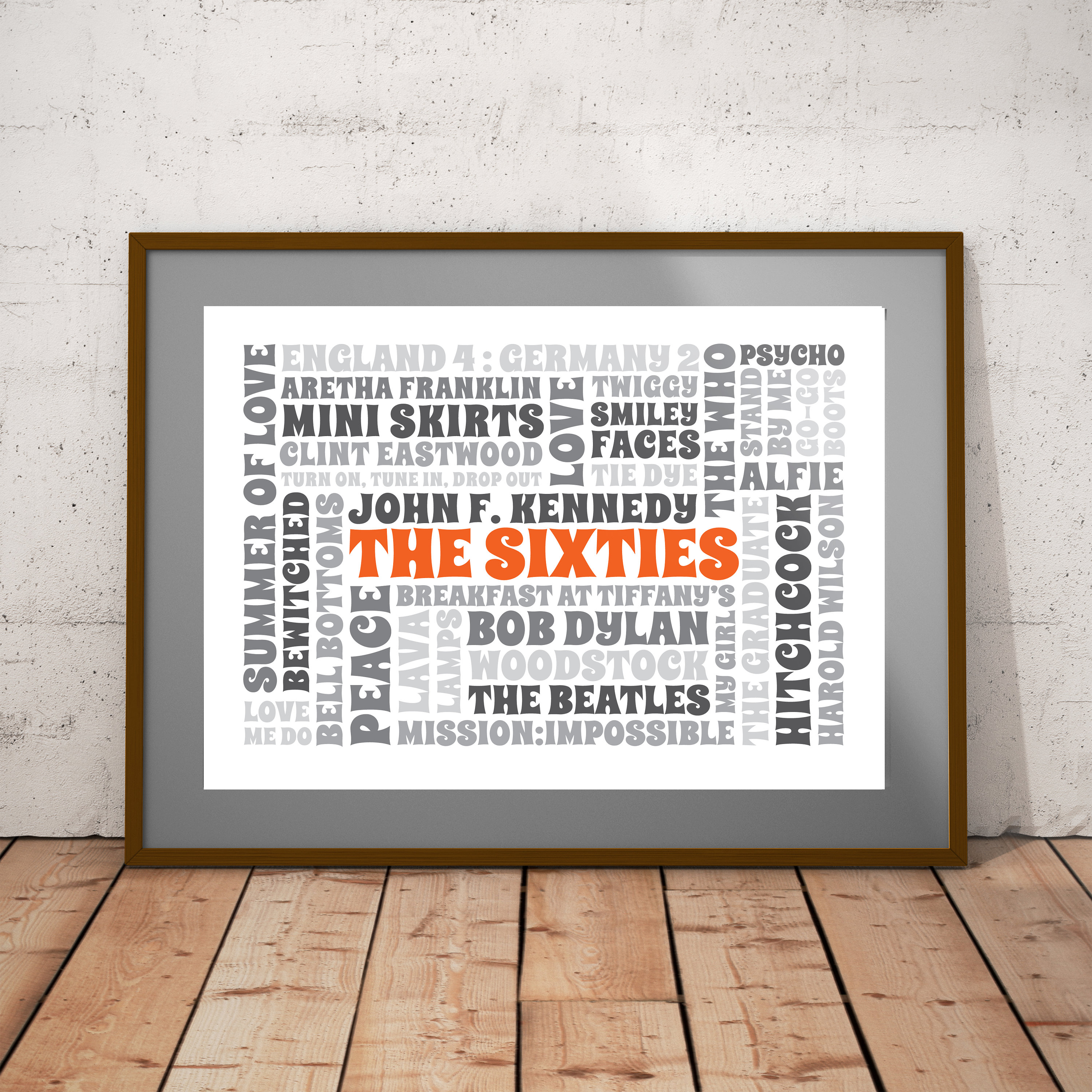 1960s Word Art Poster the Best of the 60's Word Cloud Gift for Him or ...