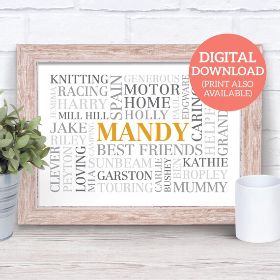 Personalised Word Art Poster Custom Wall Art Leaving Gift - Etsy