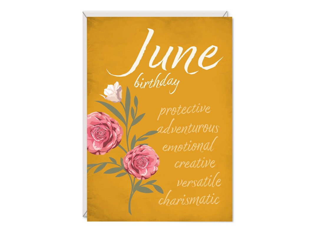 June Birthday Card - Birth Month Flower Greetings Card - Etsy