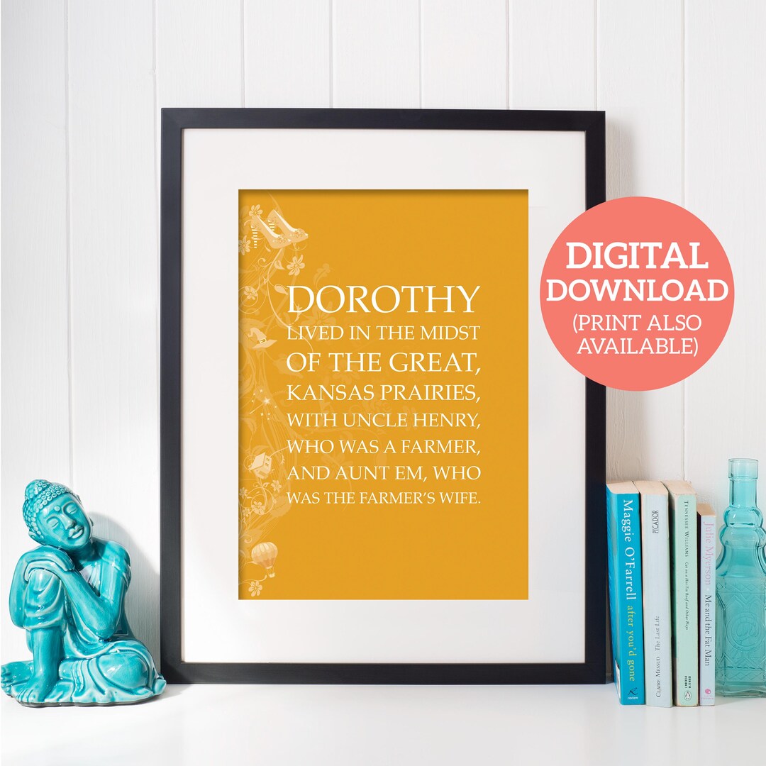 Wizard of Oz Poster - Dorothy Word Art - Wizard of Oz Gift - L. Frank ...