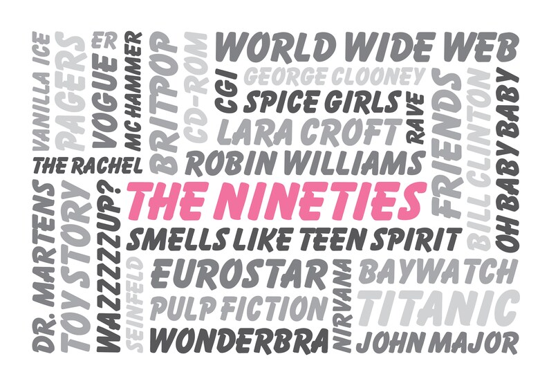 1990s Word Art Poster the Best of the 90's Word Cloud - Etsy