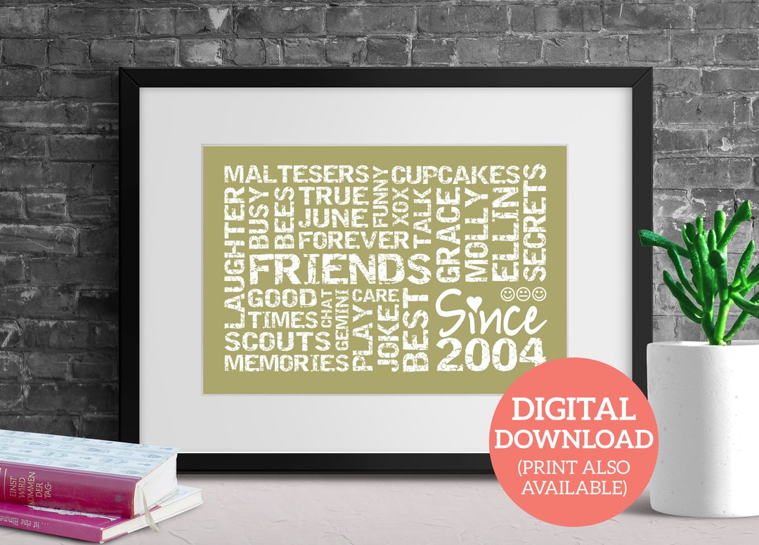 Personalised Friend Word Cloud Gift: Custom Digital Print (download) - Etsy