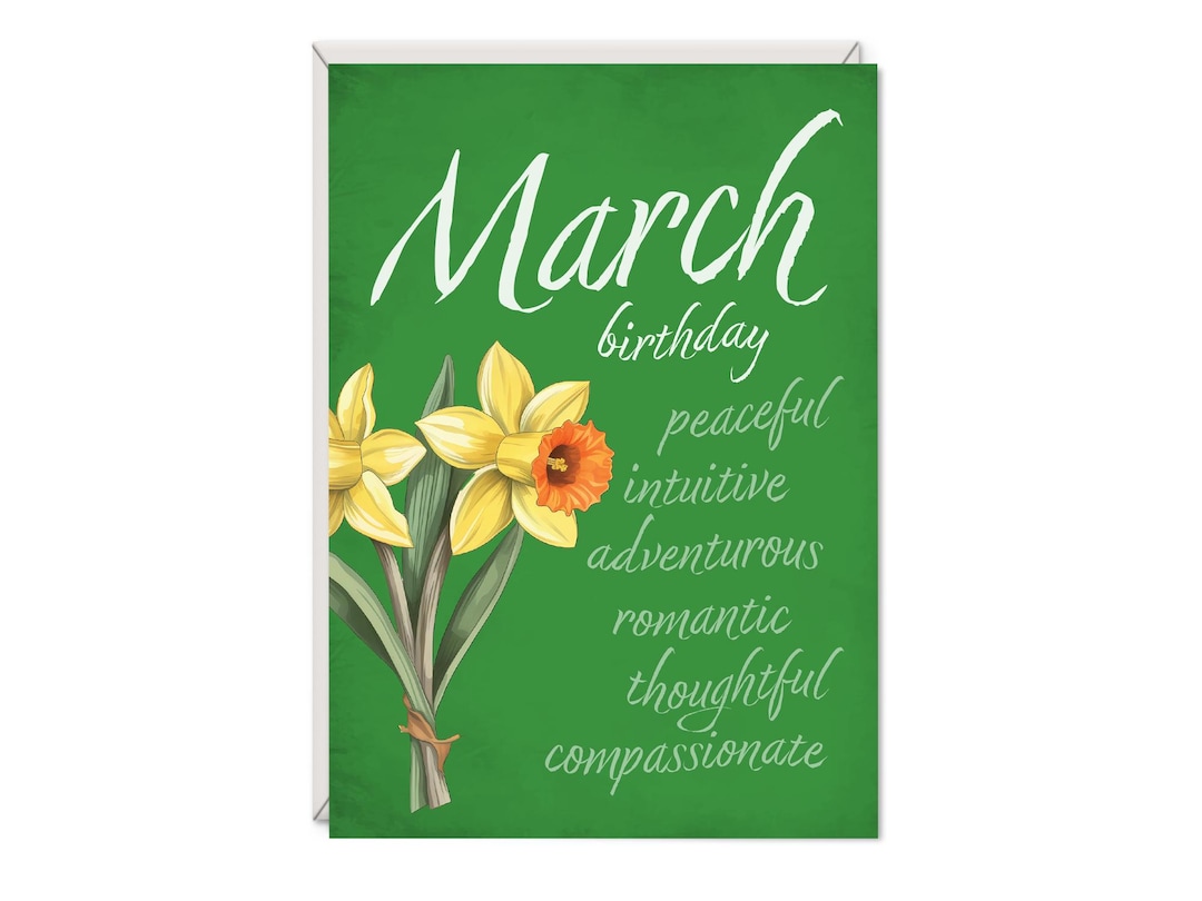 March Birthday Card - Birth Month Flower Greetings Card - Etsy