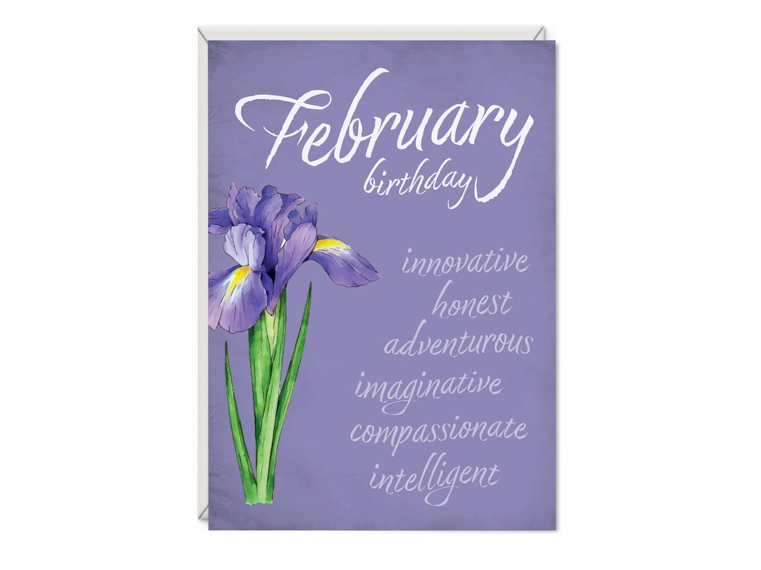 February Birthday Card - Birth Month Flower Greetings Card - Etsy