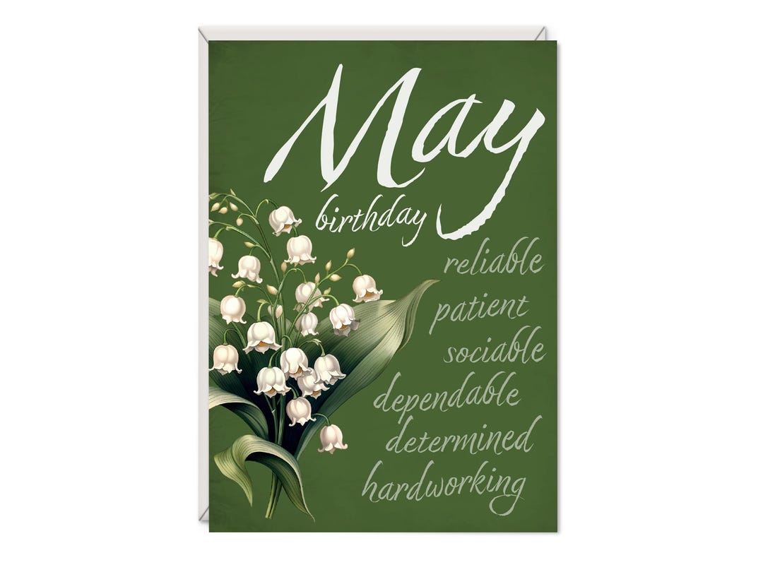 May Birthday Card - Birth Month Flower Greetings Card - Etsy UK