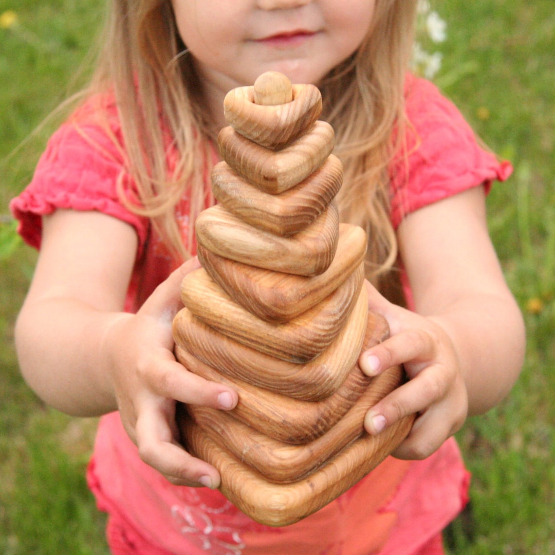 Natural Handmade Educational Triangle Wooden Stacking Pyramid ...