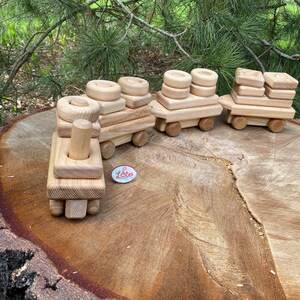 Wooden Stacking Train Handmade, Natural, Educational, Montessori ...