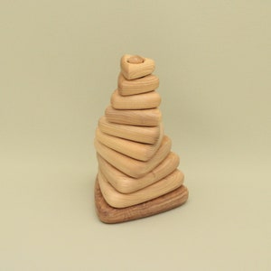 Natural Handmade Educational Triangle Wooden Stacking Pyramid ...