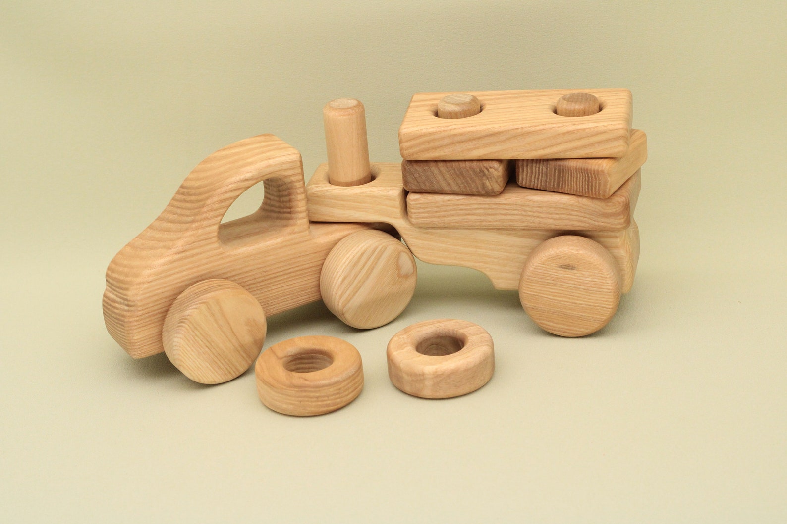 Wooden Car Constructor: Montessori Stacking Toy With Trailer - Etsy