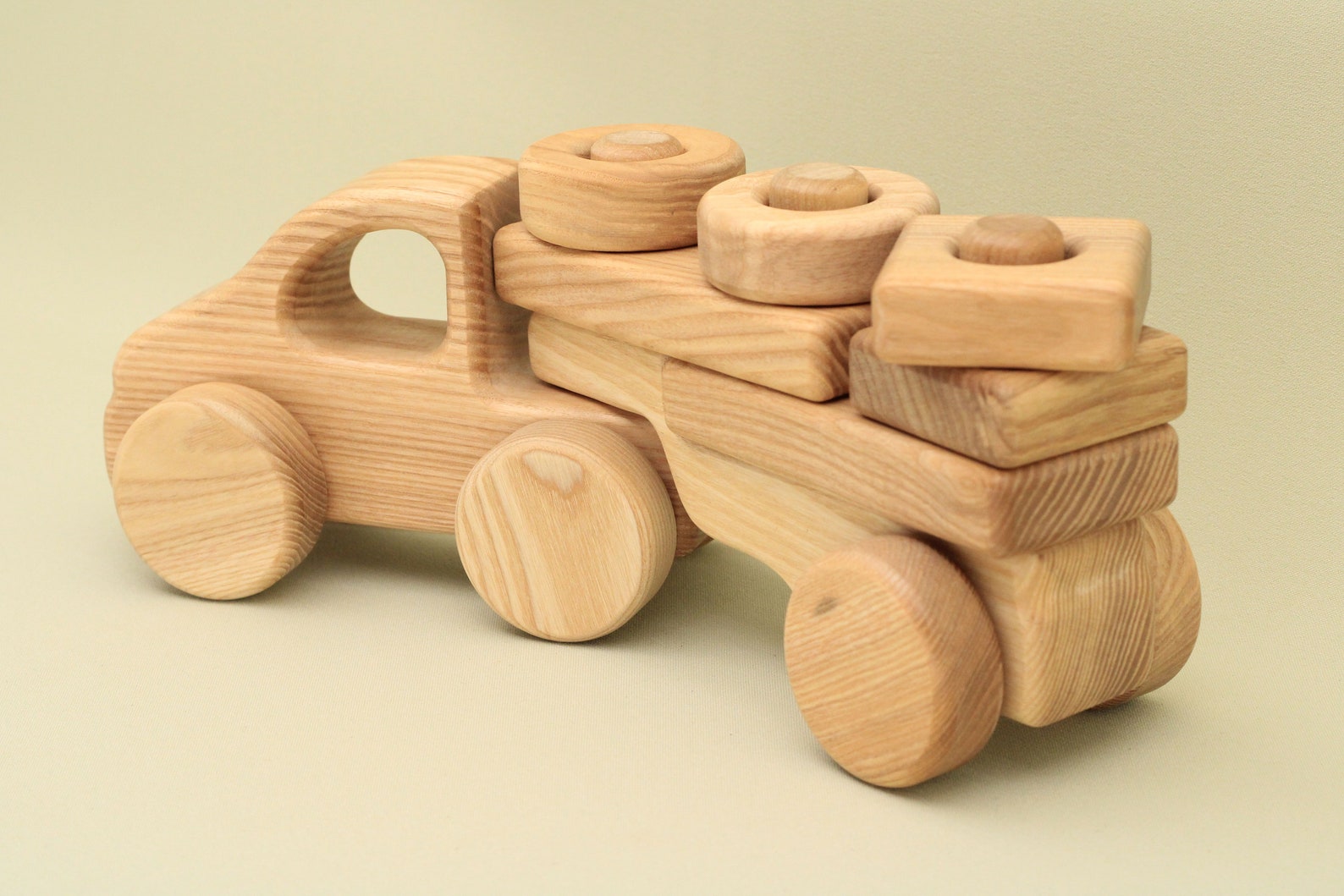 Wooden Car Constructor: Montessori Stacking Toy With Trailer - Etsy