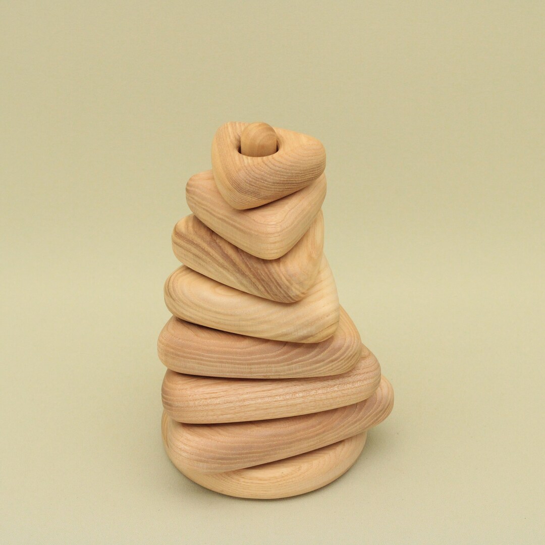 Natural Handmade Educational Triangle Wooden Stacking Pyramid ...