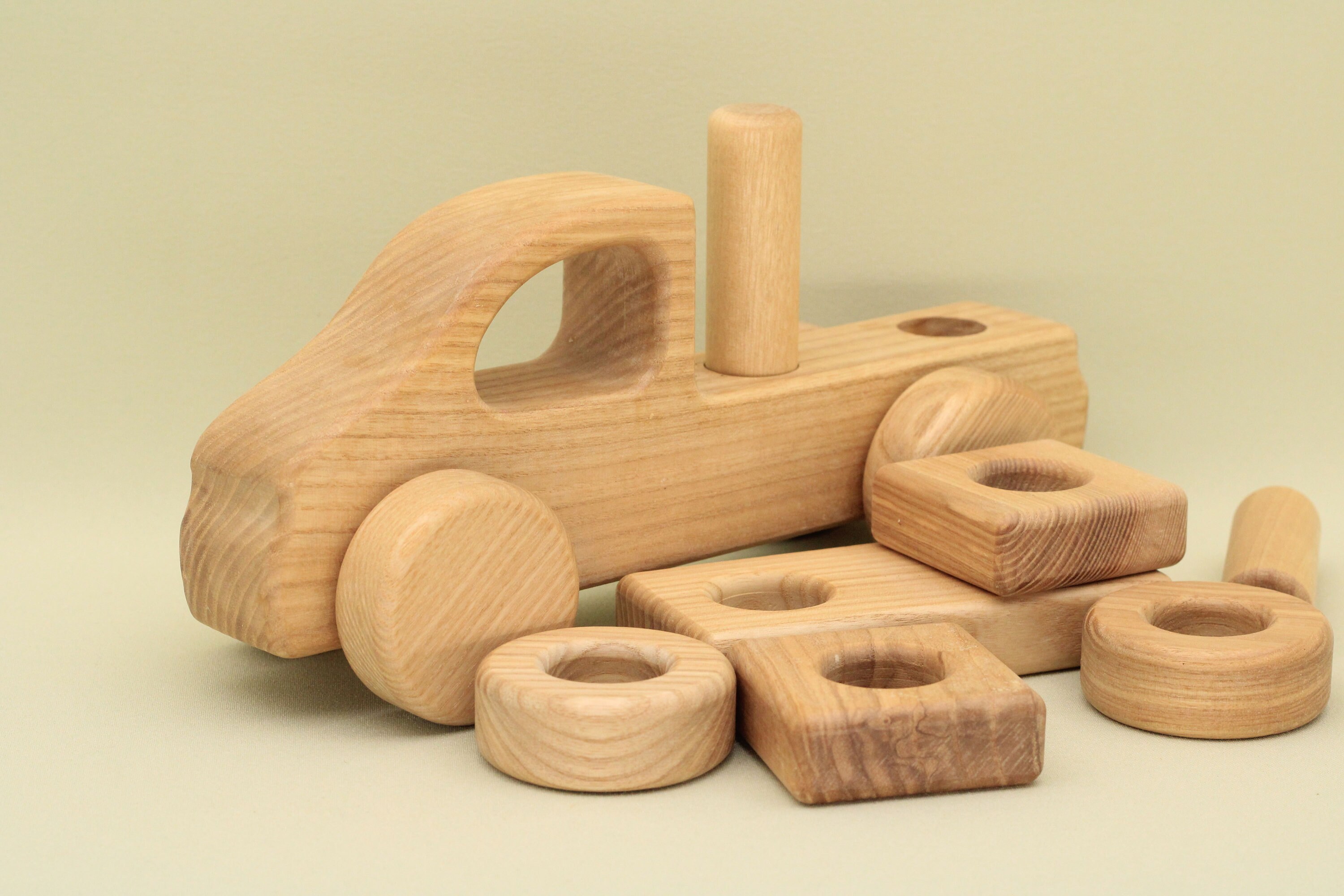 Wooden Car Constructor: Montessori Building Blocks, Handmade Ash Wood ...