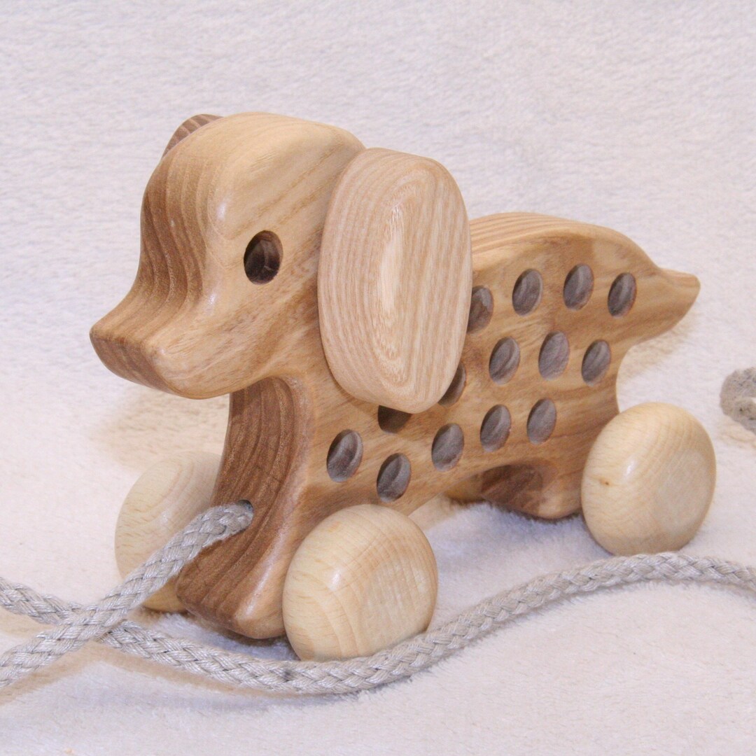 Wooden Handmade Threading Toy Dog on Wheels: Fine Motor Skills - Etsy