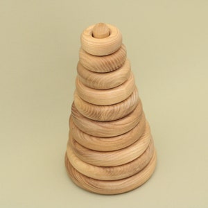 Natural Handmade Educational Round Wooden Stacking Pyramid Montessori ...